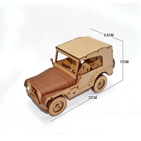 Carro Decorativo Jeep Willis De Madeira MDF